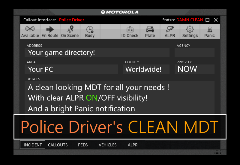 Police Driver's CLEAN MDT Texture's - Visuals & Data File Modifications ...